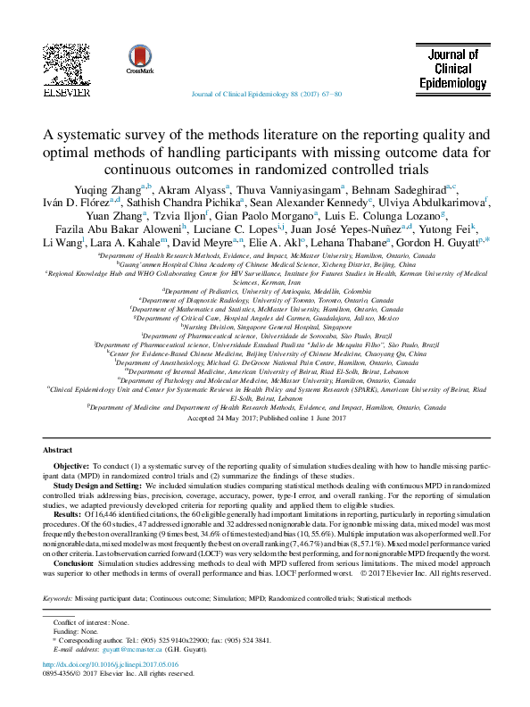 (PDF) A systematic survey of the methods literature on the reporting quality and optimal methods ...