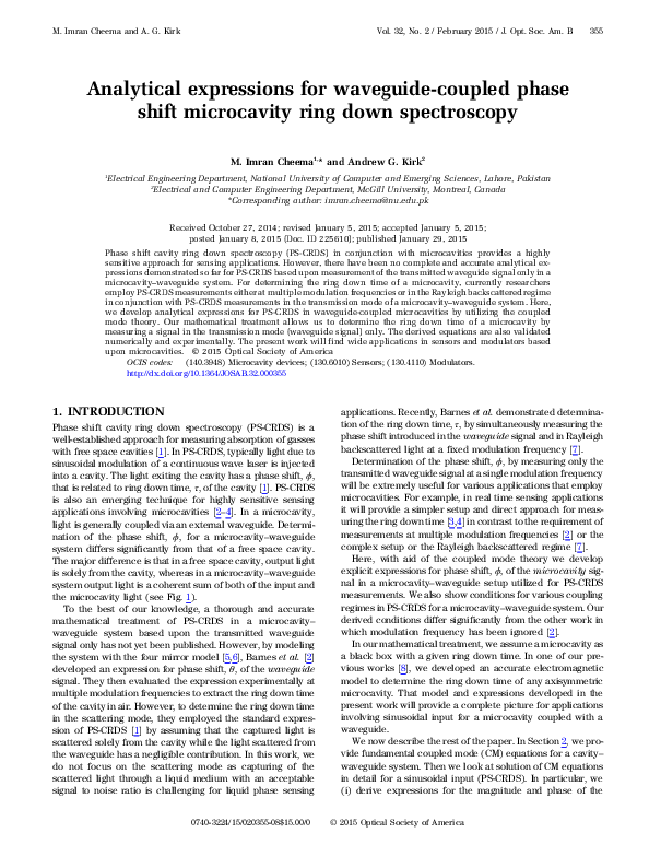 (PDF) Analytical expressions for waveguide-coupled phase shift ...
