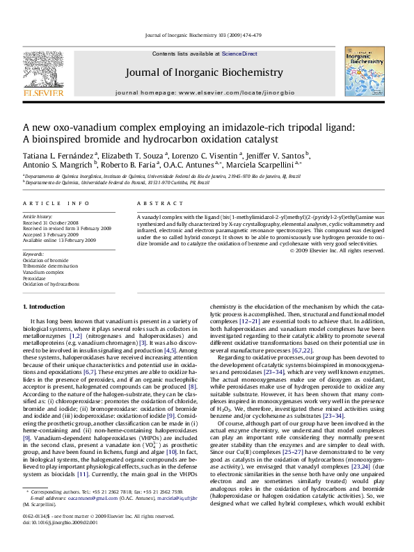 (PDF) A new oxo-vanadium complex employing an imidazole-rich tripodal ...