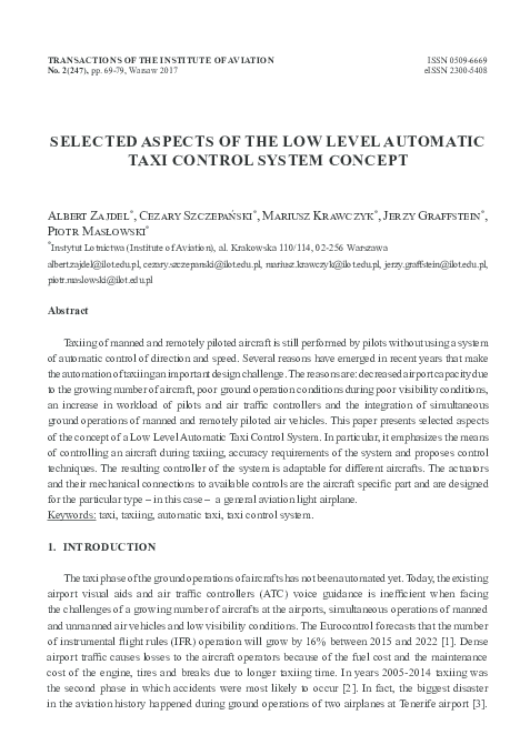 (PDF) Selected Aspects of The Low Level Automatic Taxi Control System ...