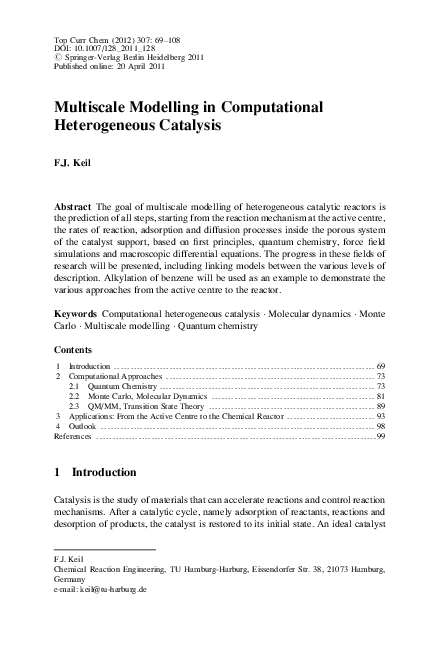 (PDF) Multiscale Modelling in Computational Heterogeneous Catalysis | Frerich Keil and F. Keil ...