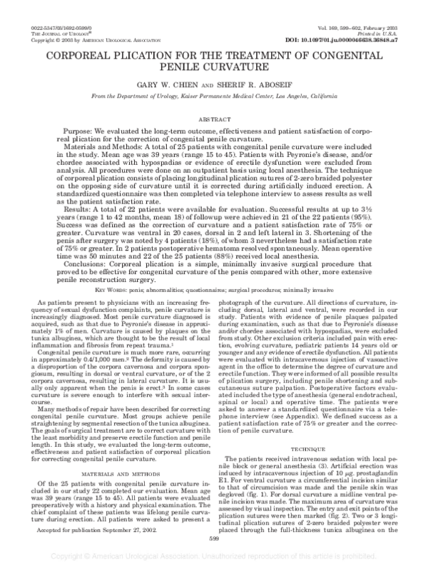 (PDF) Treatment of penile curvature--how to combine the advantages of ...