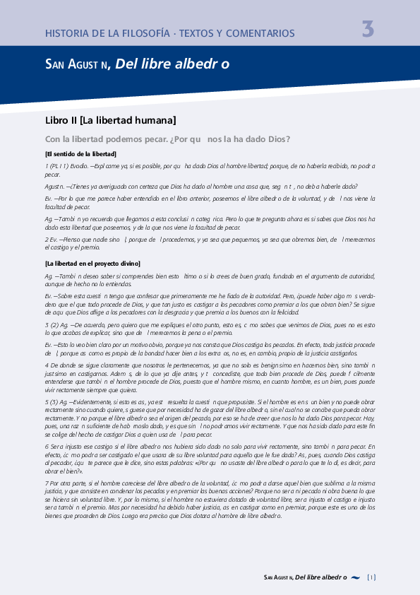 (PDF) San aguStín, Del libre albedrío Libro II [La libertad humana