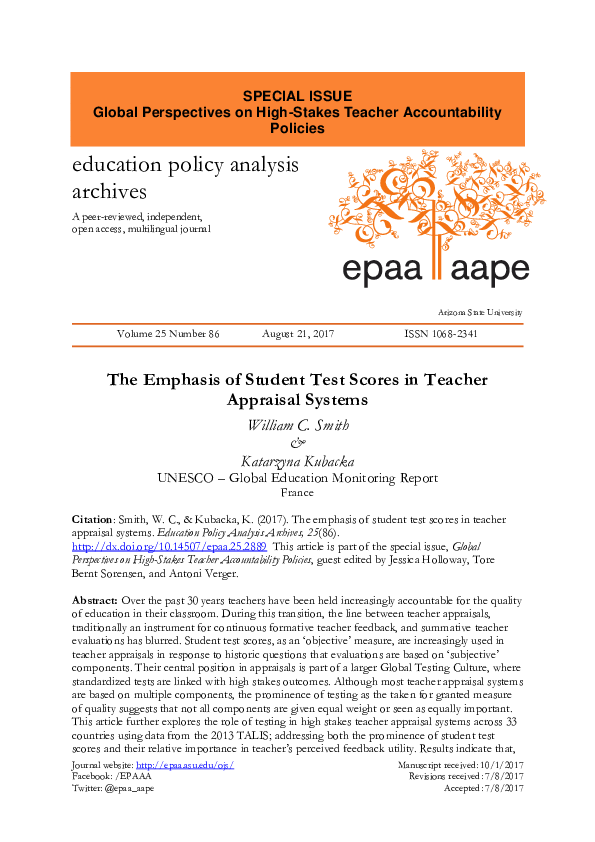 (PDF) SPECIAL ISSUE Global Perspectives on High-Stakes Teacher ...