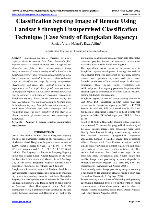 Pdf Classification Sensing Image Of Remote Using Landsat 8 Through