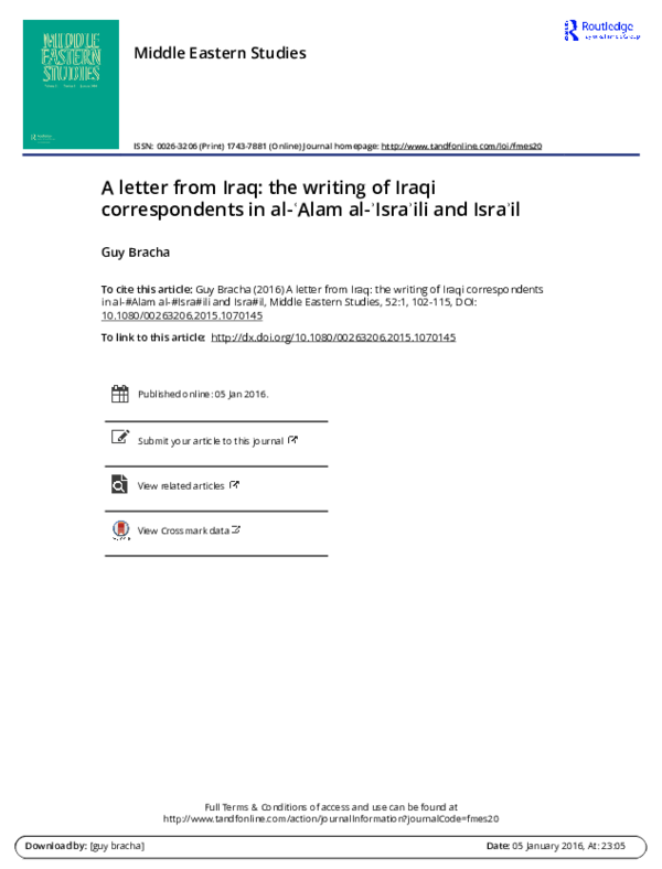 (PDF) • "A Letter from Iraq: The Writing of Iraqi Correspondents in al ...