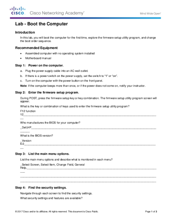 (DOC) Lab -Boot the Computer