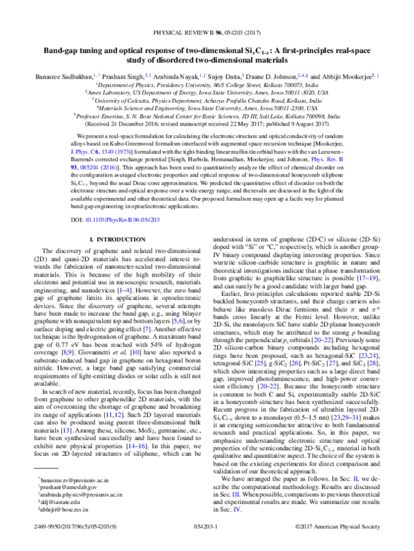 (PDF) Band-gap tuning and optical response of two-dimensional Si x C 1-x : A first-principles ...