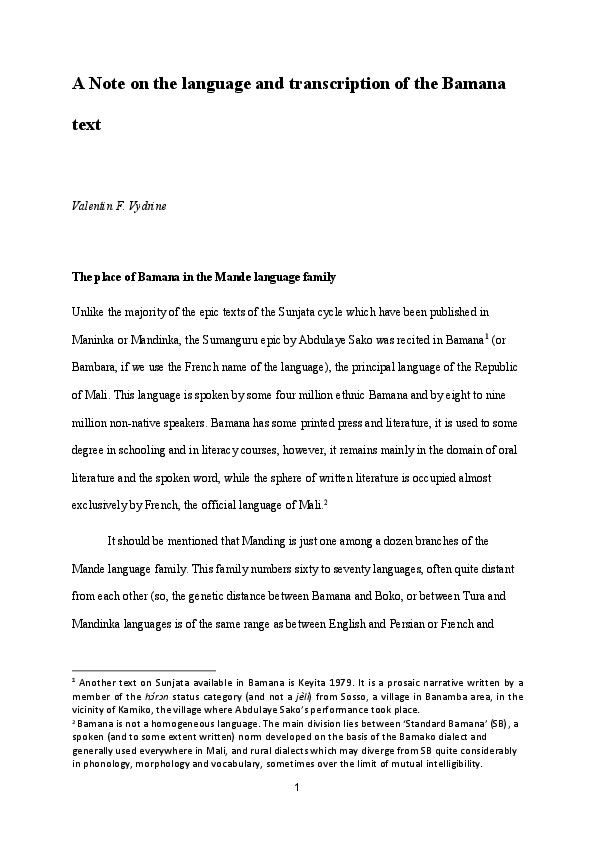 (PDF) Bulman, Stephen P. D.; Vydrin, Valentin. The epic of Sumanguru ...