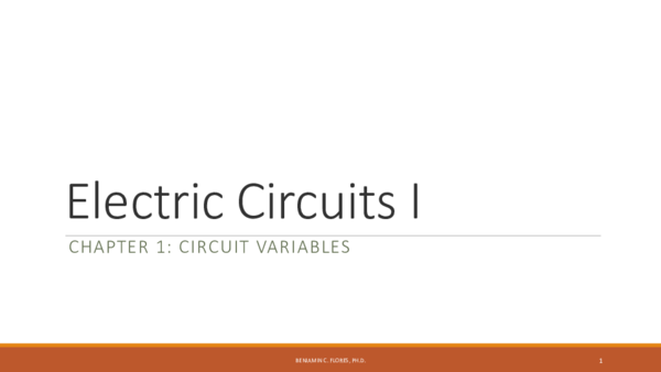 (PDF) Electric Circuits I CHAPTER 1: CIRCUIT VARIABLES