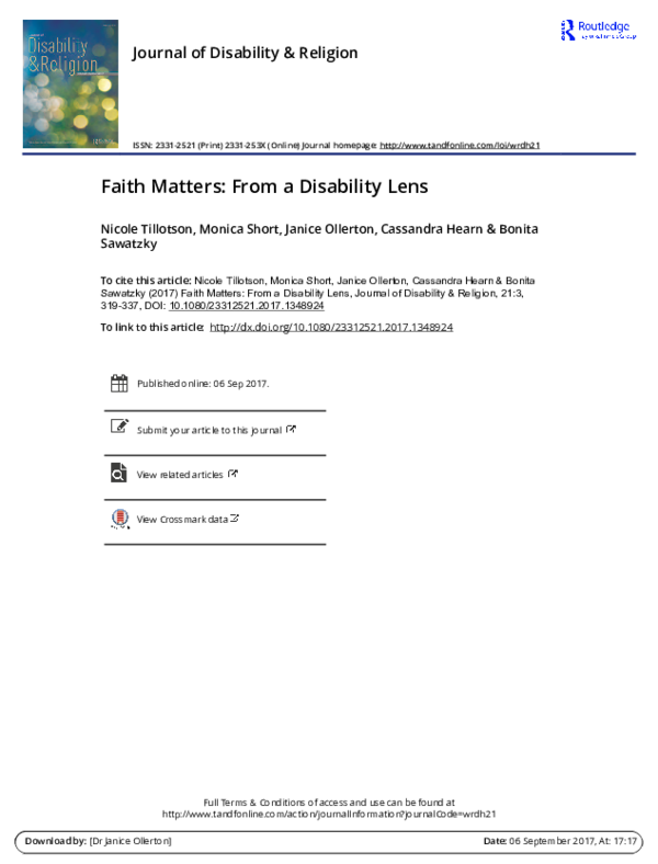 (PDF) Faith Matters: From a Disability Lens