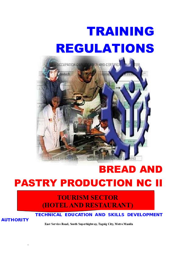 (DOC) TR Bread and Pastry Production NC II (DOC) TR Bread and Pastry Production NC II