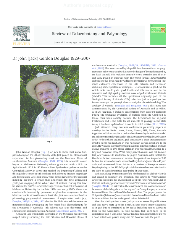(PDF) Dr John (Jack) Gordon Douglas 1929–2007