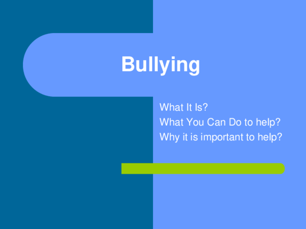 (PPT) Bullying Prevention Presentation to 6th Grade