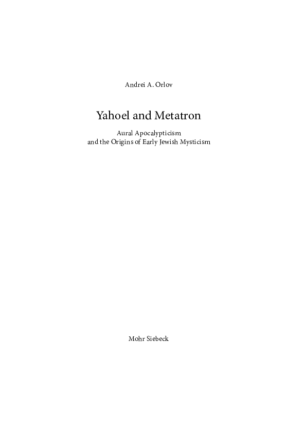 (PDF) Yahoel as Sar Torah