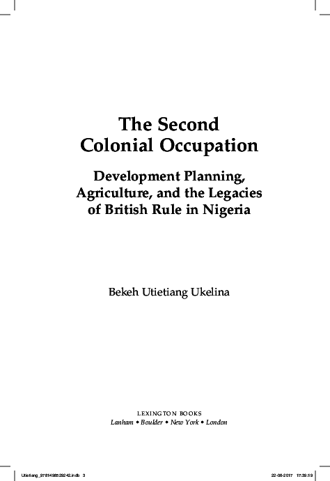 (PDF) The Second Colonial Occupation: Development Planning, Agriculture ...