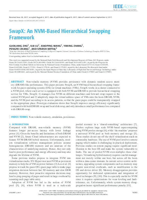 (PDF) SwapX: An NVM-based hierarchical swapping framework