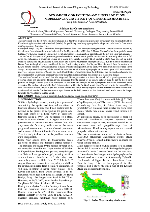 (PDF) DYNAMIC FLOOD ROUTING AND UNSTEADY FLOW MODELLING: A CASE STUDY ...