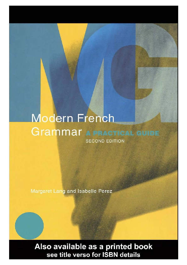 Pdf Modern French Grammar A Practical Guide