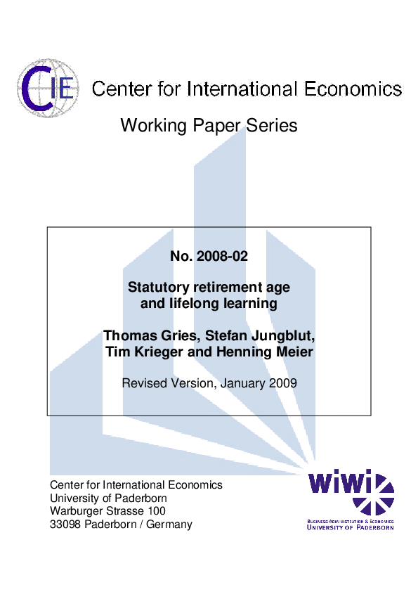 (PDF) Statutory Retirement Age and Lifelong Learning