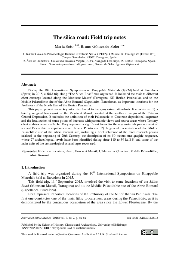 (PDF) The silica road: Field trip notes