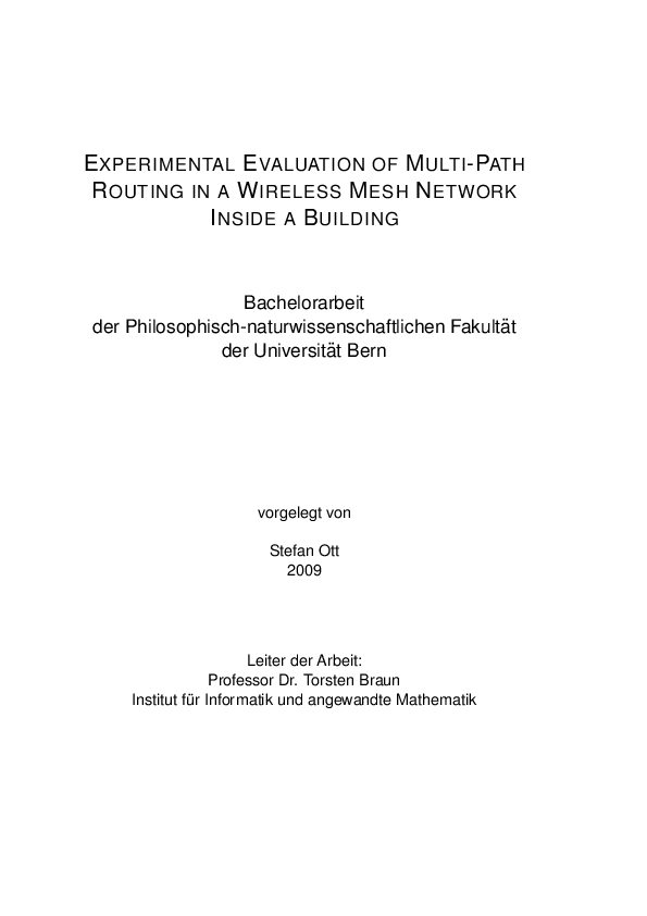 Pdf Experimental Evaluation Of Multipath Routing In A Wireless Mesh