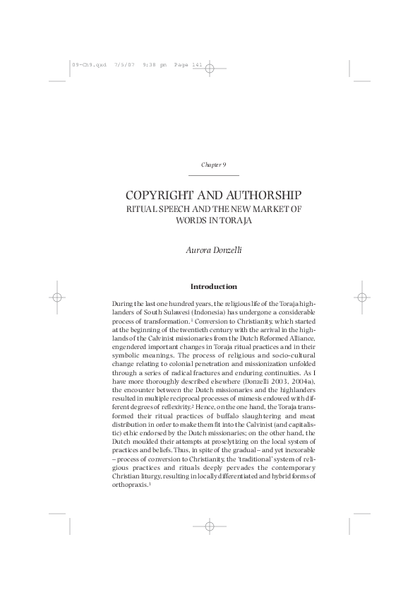 (PDF) “Copyright and Authorship: Ritual Speech and the New Market of ...