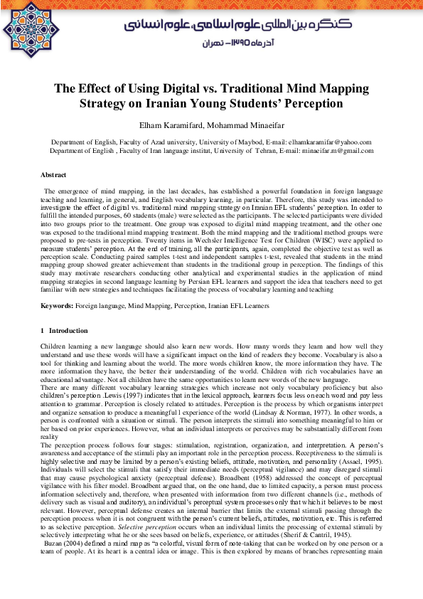(PDF) The Effect of Using Digital vs. Traditional Mind Mapping Strategy ...