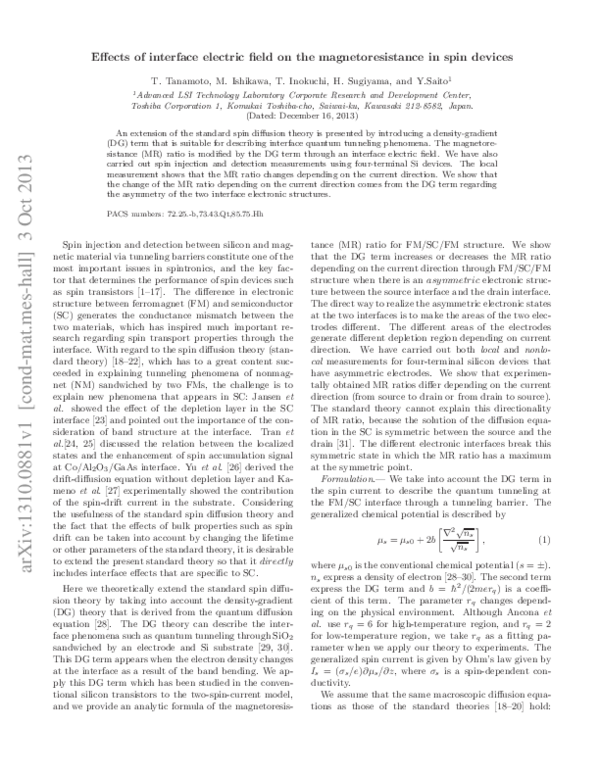 (PDF) Effects of interface electric field on the magnetoresistance in ...