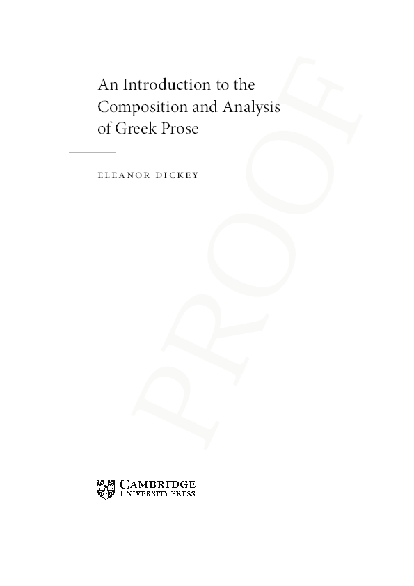 (PDF) An Introduction to the Composition and Analysis of Greek Prose ...