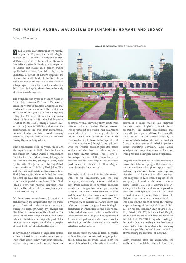 (PDF) The Imperial Mughal Mausoleum of Jahangir: Homage and Legacy
