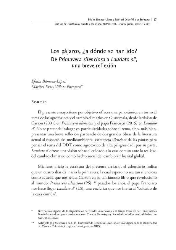 (PDF) Los pájaros, ¿a dónde se han ido? De Primavera silenciosa a ...