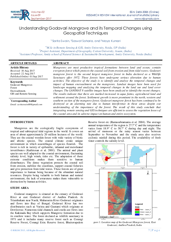 (PDF) Understanding Godavari Mangrove and its Temporal Changes using Geospatial Techniques