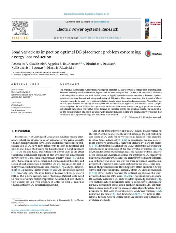 (PDF) Load variations impact on optimal DG placement problem concerning energy loss reduction