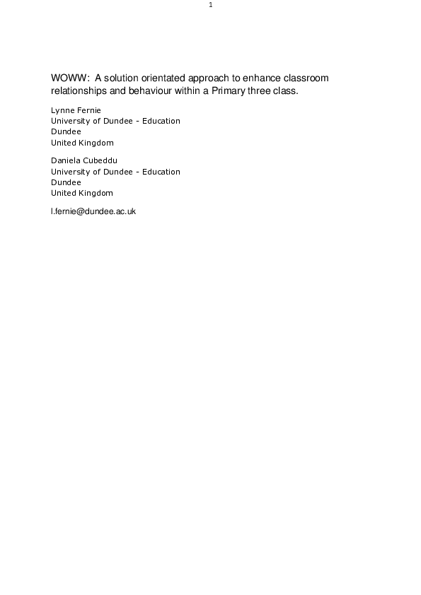 (PDF) WOWW: A solution orientated approach to enhance classroom ...