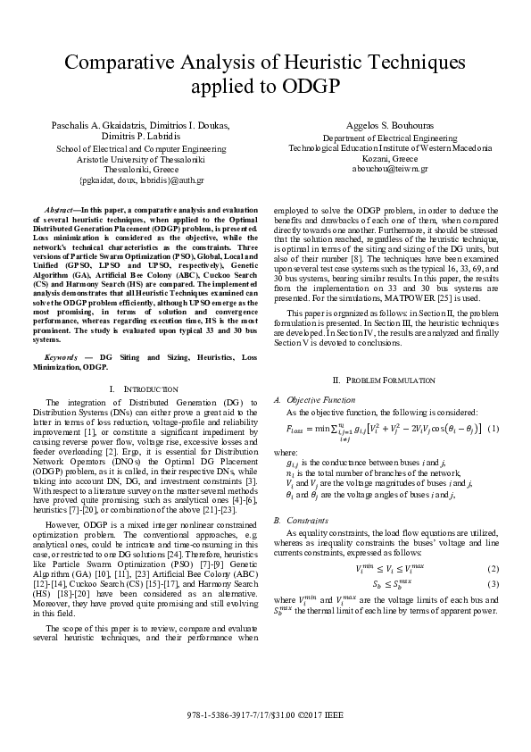 (PDF) Comparative Analysis of Heuristic Techniques applied to ODGP