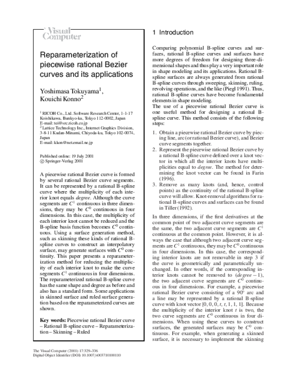 (PDF) Reparameterization of piecewise rational Bezier curves and its ...
