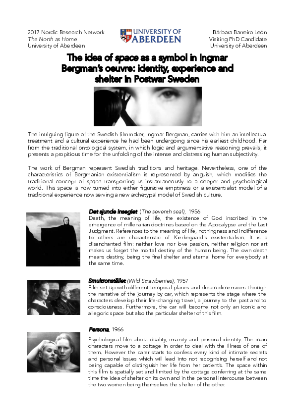 (PDF) "The idea of space as a symbol in Ingmar Bergman’s oeuvre ...