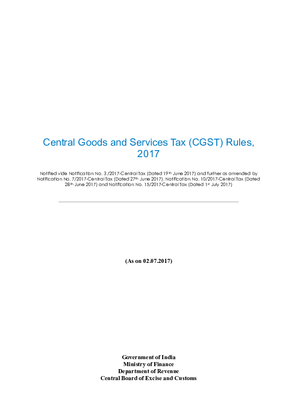 (PDF) Central Goods and Services Tax (CGST) Rules, 2017