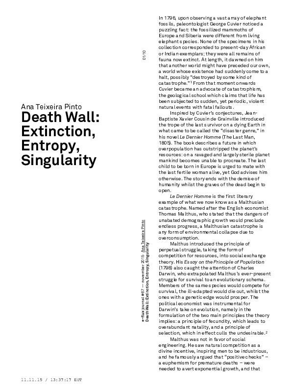 (PDF) Death Wall: Extinction, Entropy, Singularity