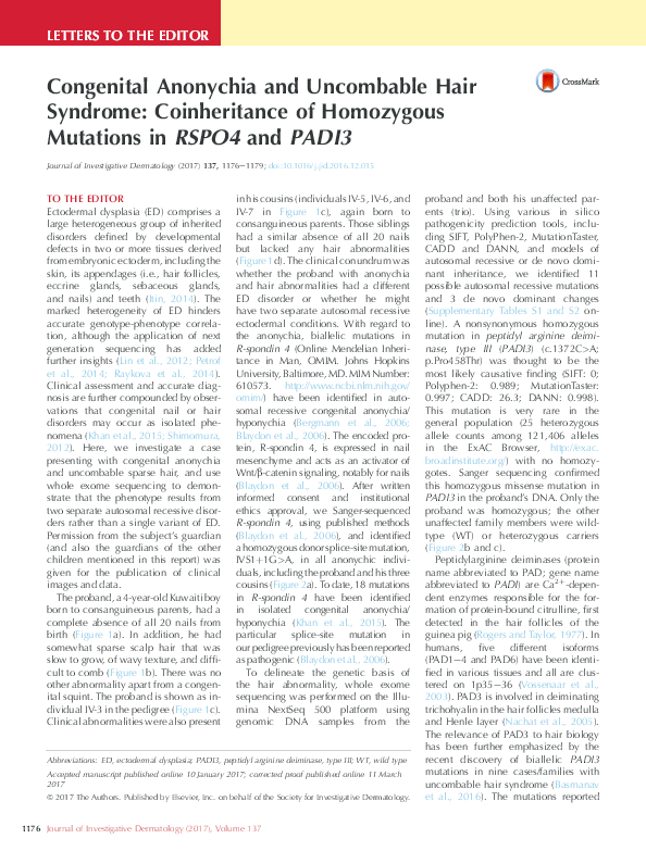 (PDF) Congenital Anonychia and Uncombable Hair Syndrome: Coinheritance ...