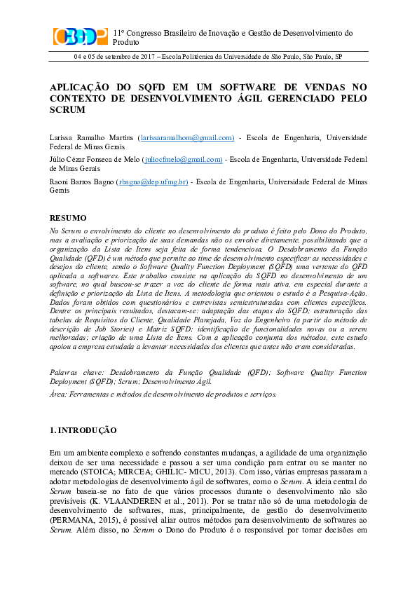 (PDF) APLICAÇÃO DO SQFD EM UM SOFTWARE DE VENDAS NO CONTEXTO DE ...