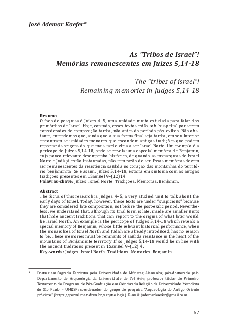 (PDF) As Tribos de Israel Memorias remanescentes de Juizes 5 14 18 ...