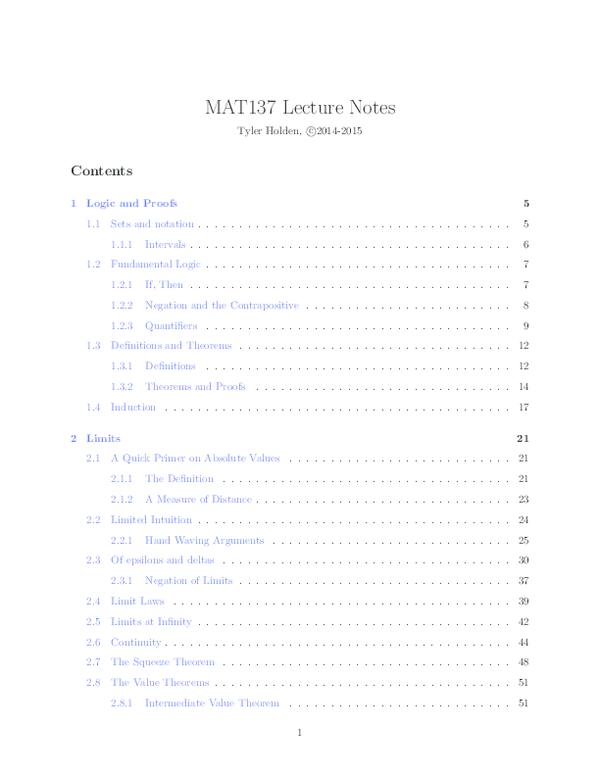 (PDF) MAT137 Lecture Notes