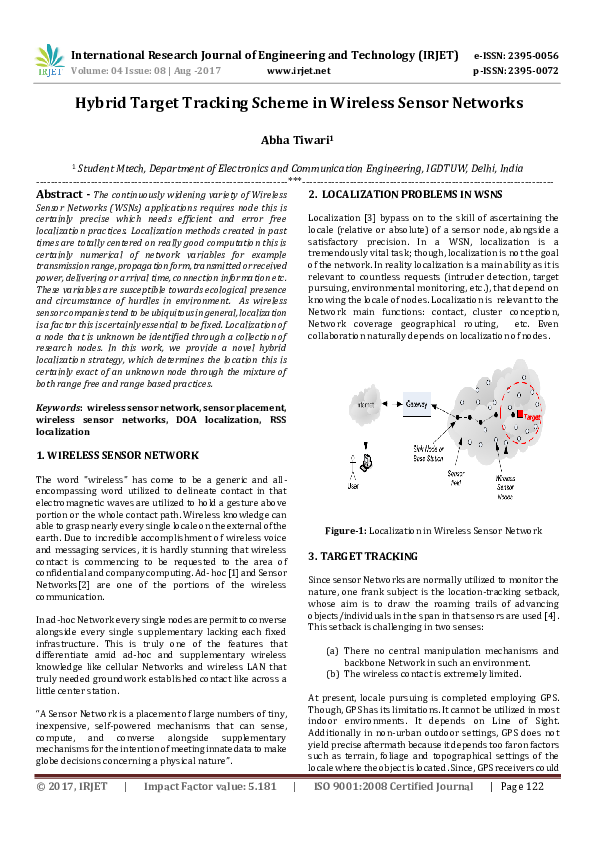 Pdf Hybrid Target Tracking Scheme In Wireless Sensor Networks