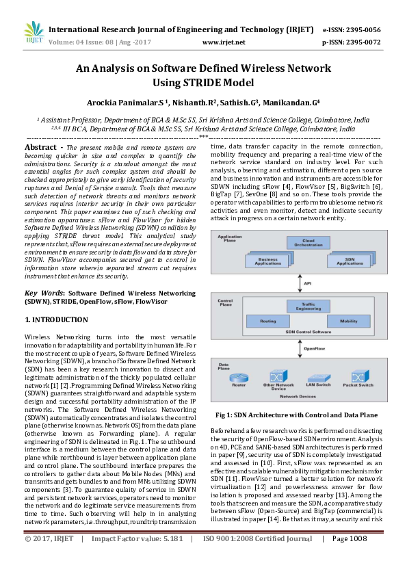 Pdf An Analysis On Software Defined Wireless Network Using Stride Model