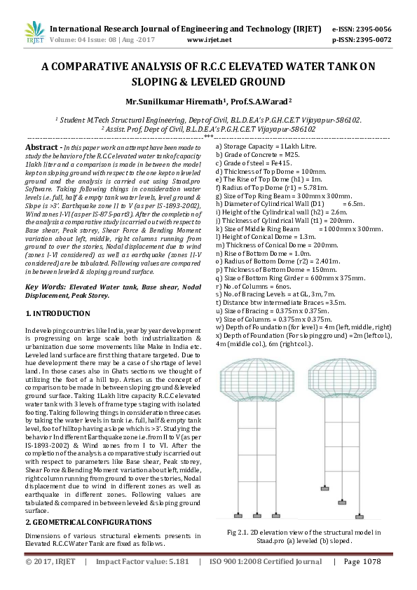 (PDF) A COMPARATIVE ANALYSIS OF R.C.C ELEVATED WATER TANK ON SLOPING ...