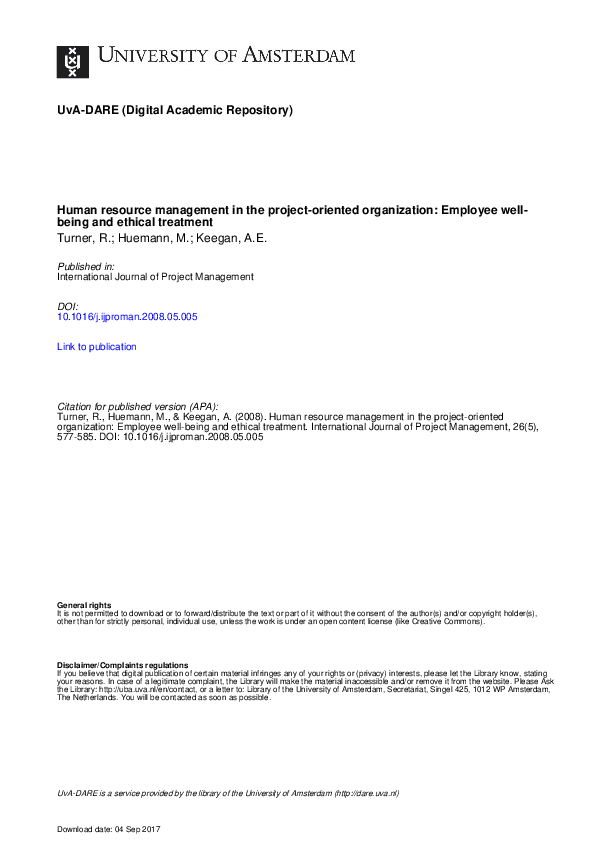 (PDF) UvA-DARE (Digital Academic Repository) Human resource management ...