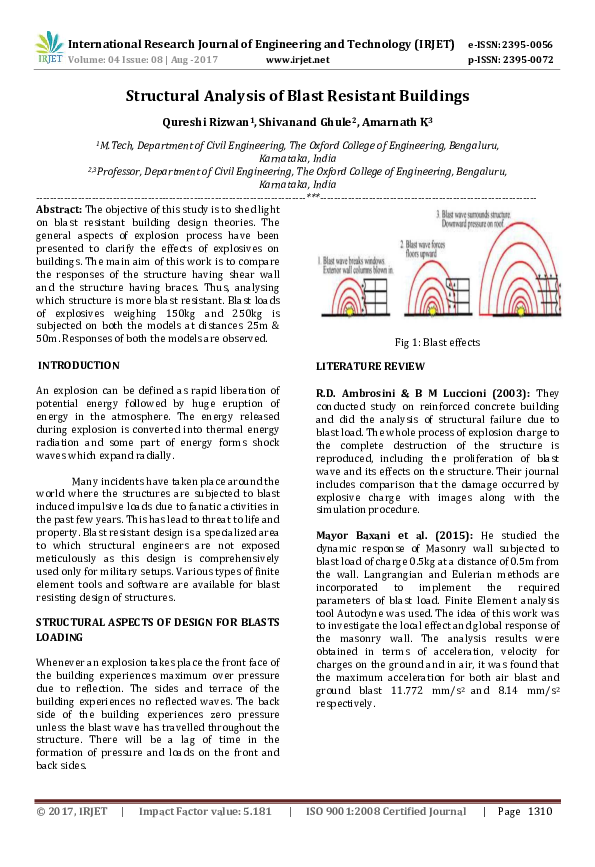 (PDF) Structural Analysis of Blast Resistant Buildings