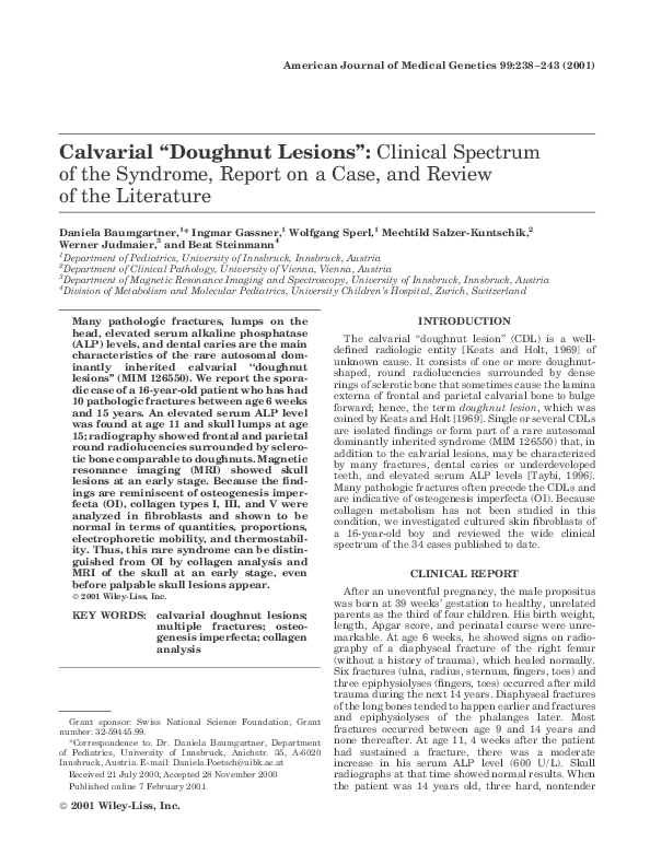 (PDF) Calvarial “doughnut lesions”: Clinical spectrum of the syndrome ...